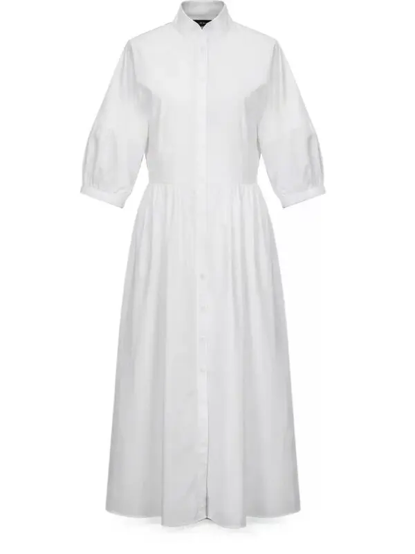 Black Label Puff-sleeve Button-down Maxi Dress