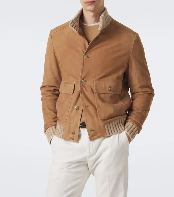Fedeli Cashmere-trimmed Suede Jacket