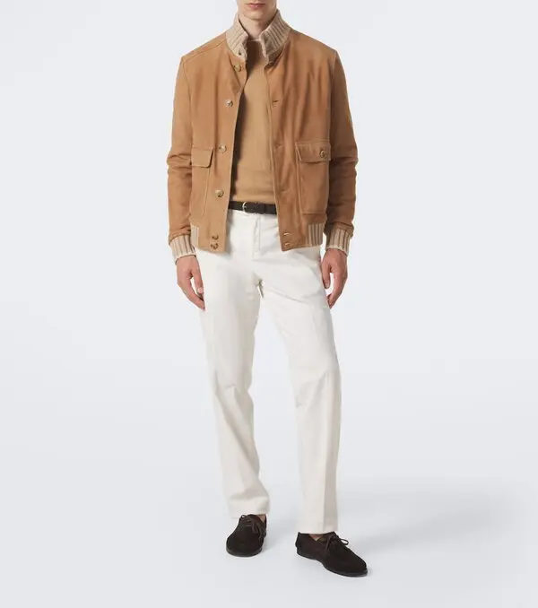 Fedeli Cashmere-trimmed Suede Jacket