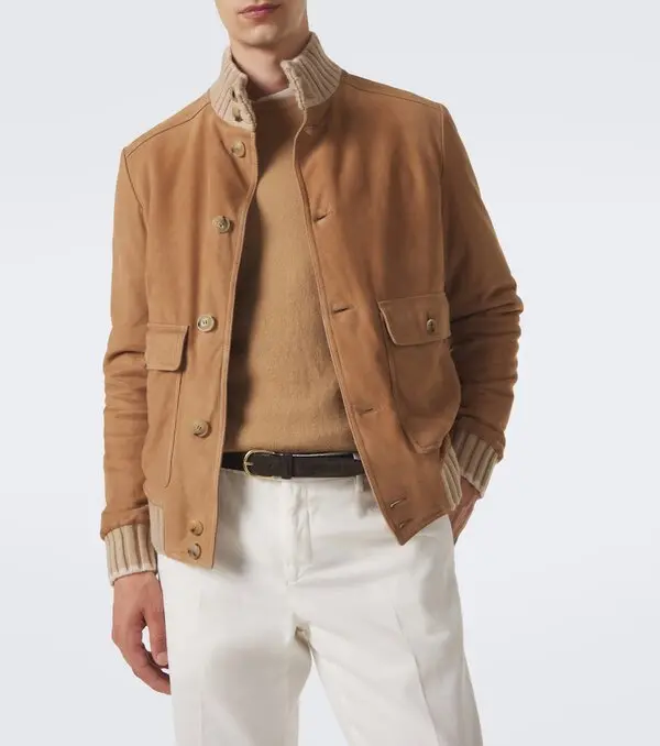 Fedeli Cashmere-trimmed Suede Jacket