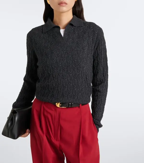 Jardin Des Orangers Cable-knit Cashmere Polo Sweater