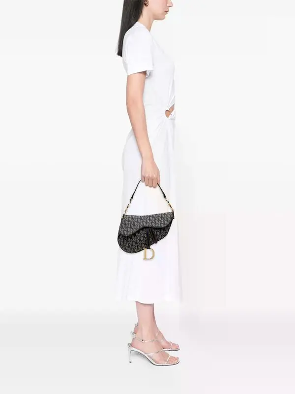 Dior 2000 Oblique Canvas Saddle Bag Shoulder Bag - Blue
