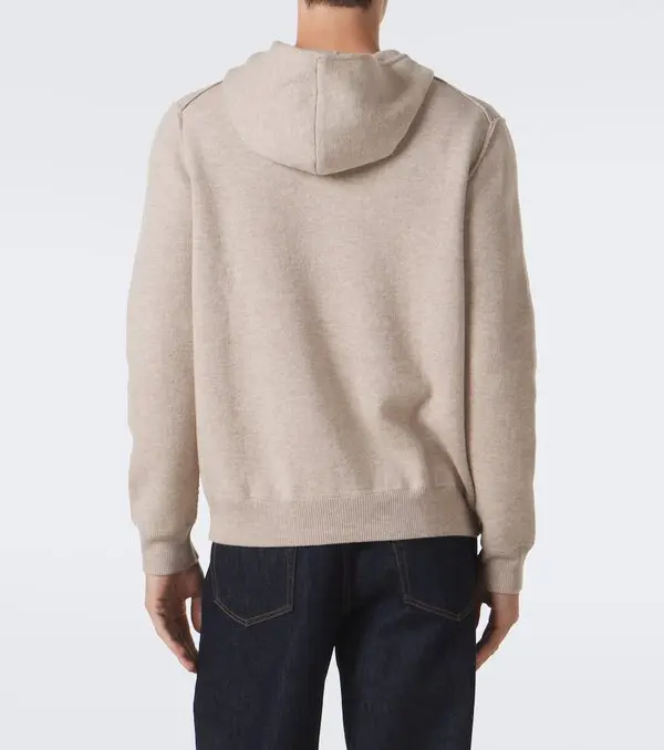 ALLUDE Knitted Wool And Cashmere Zip-up Hoodie