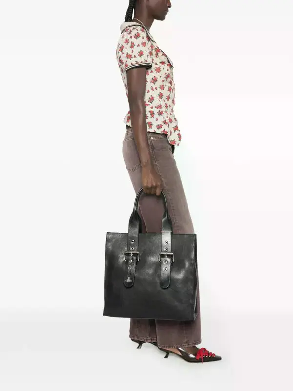 VIVIENNE WESTWOOD Leather Tote Bag - Black