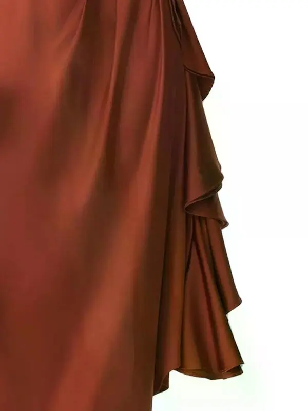 WILLA Ruffled Satin Midi Dress