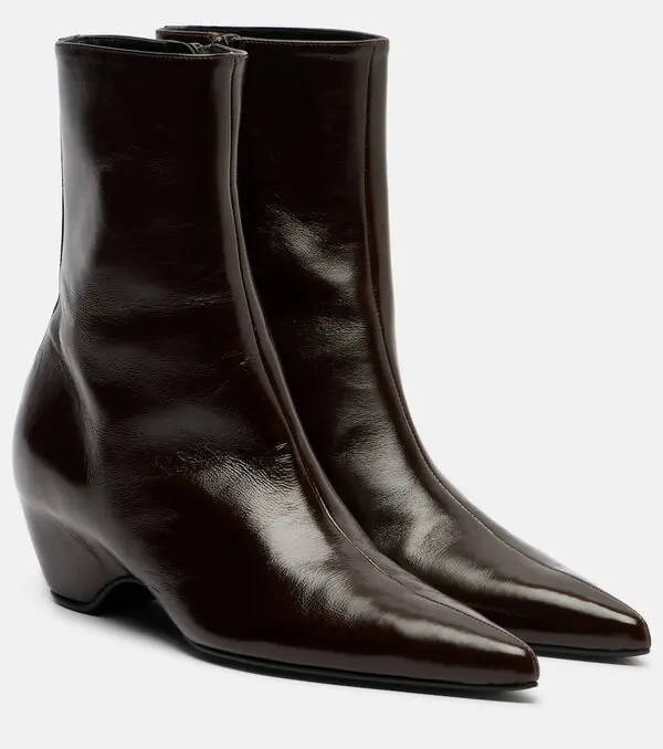 Khaite Sybil Leather Ankle Boots - Brown