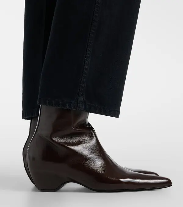 Khaite Sybil Leather Ankle Boots - Brown