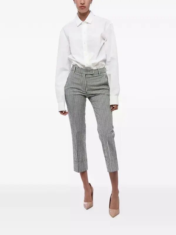 QL2 QUELLEDUE Gingham Turn-up Trousers