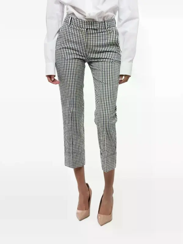 QL2 QUELLEDUE Gingham Turn-up Trousers