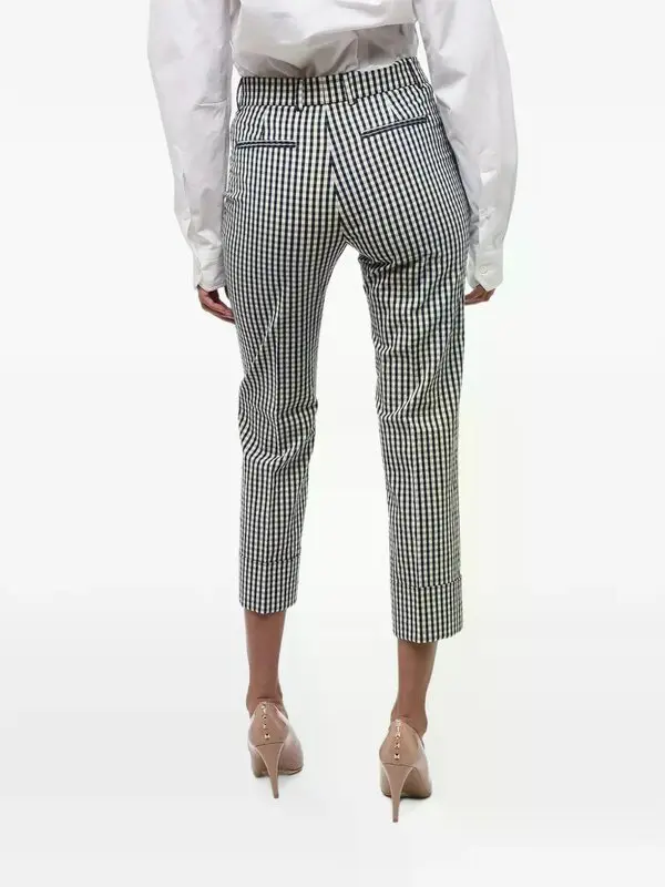 QL2 QUELLEDUE Gingham Turn-up Trousers - Blue
