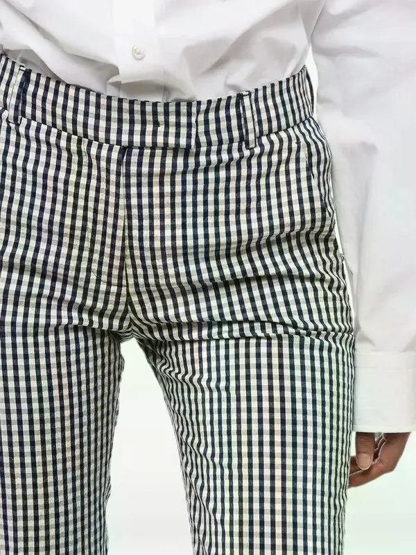 QL2 QUELLEDUE Gingham Turn-up Trousers - Blue