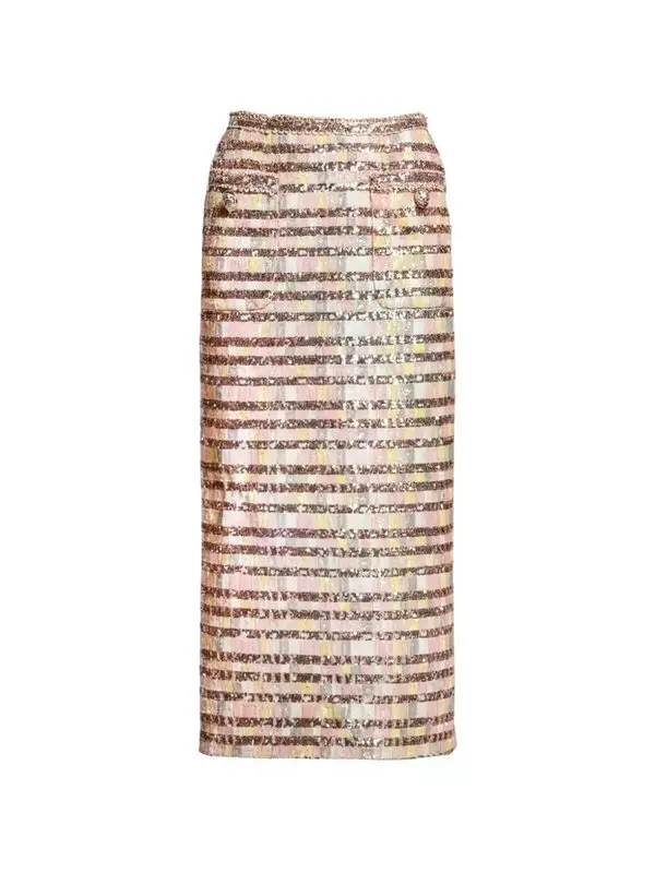 Elie Saab Midi Skirt With Sequin Embellishment - Neutrals