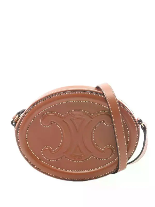 Celine 2000-2026 Small Calfskin Cuir Triomphe Oval Crossbody Bag - Brown