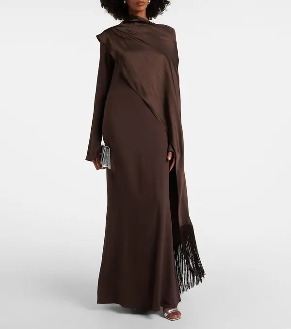 TALLER MARMO Mounia Cape Effect Gown - Brown