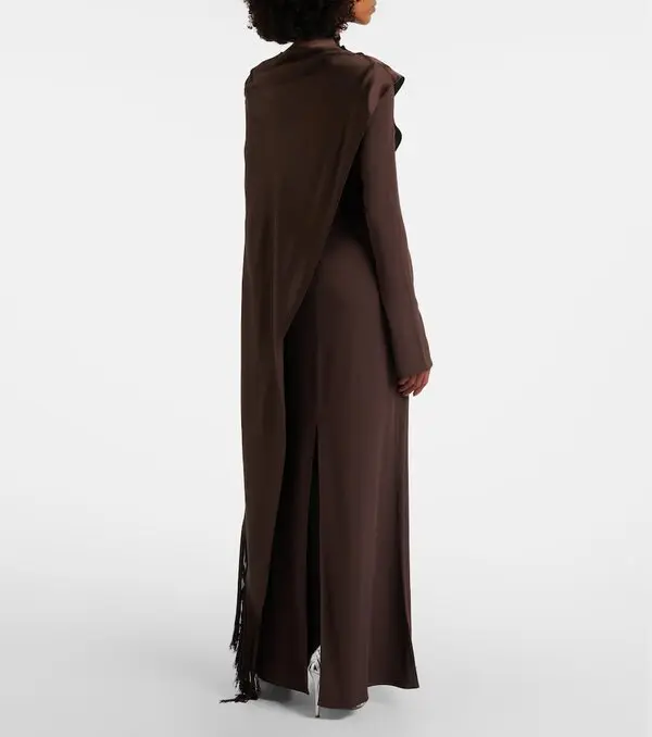 TALLER MARMO Mounia Cape Effect Gown - Brown
