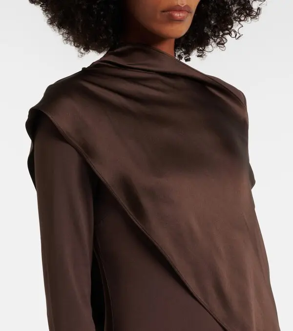TALLER MARMO Mounia Cape Effect Gown - Brown