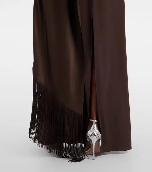 TALLER MARMO Mounia Cape Effect Gown - Brown