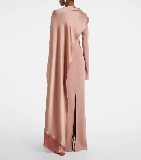 TALLER MARMO Mounia Cape Effect Gown - Pink