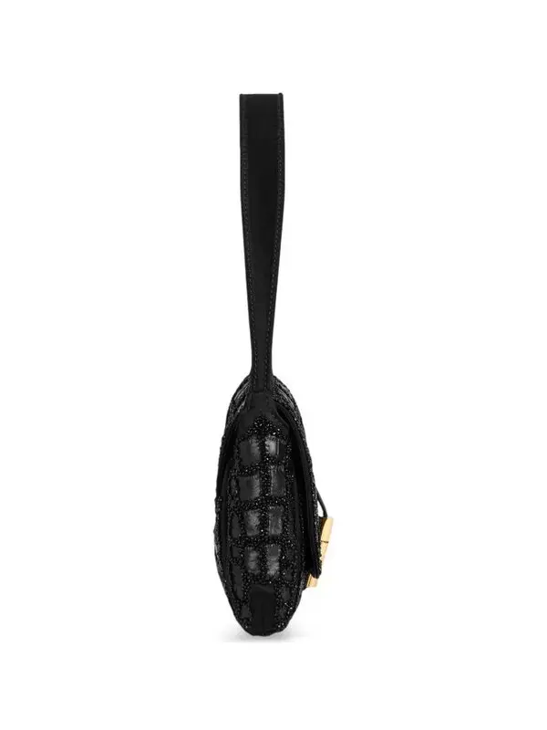 Balmain Metropolis Bag In Crocodile-effect Leather With Beaded Embroidery