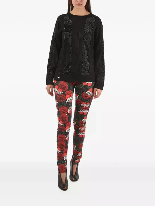 Philipp Plein Crystal Embellished Cable-knit Sweater