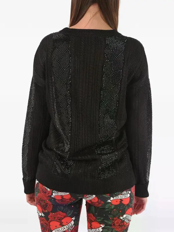 Philipp Plein Crystal Embellished Cable-knit Sweater