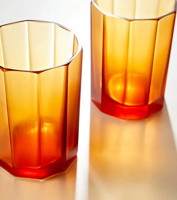 NASONMORETTI Dodeca Set Of 2 Glass Tumblers - Orange