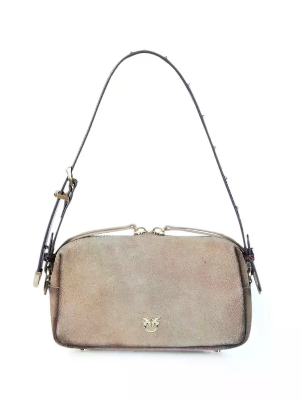 Pinko Trittico Suede Snakeskin-print Shoulder Bag - Neutrals