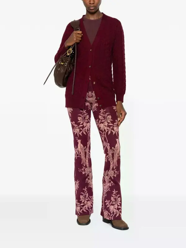 Etro Burgundy Paisley Jacquard Button-up Cardigan
