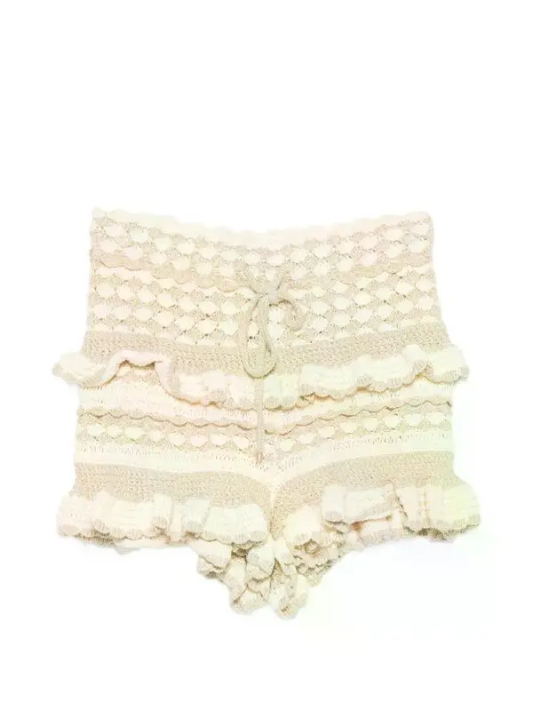 Zimmermann Ruffled Crochet-knit Shorts - Neutrals