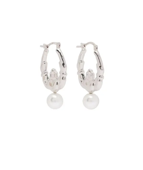 Simone Rocha Faux Pearl Hoop Earrings - Silver