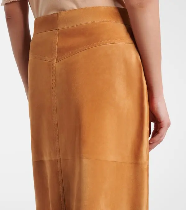 Chloé Suede Midi Skirt - Brown