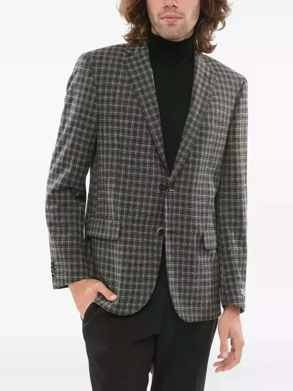 Corneliani Nino Danieli Checked Single-breasted Wool Blazer - Grey