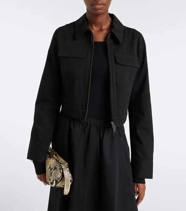 Vince Cropped Cotton Jacket With Zip-up Front