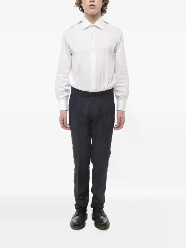 Corneliani Pleated Linen Trousers - Blue
