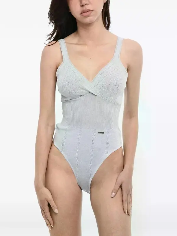 Dsquared2 Pointelle-knit V-neck Bodysuit - Grey