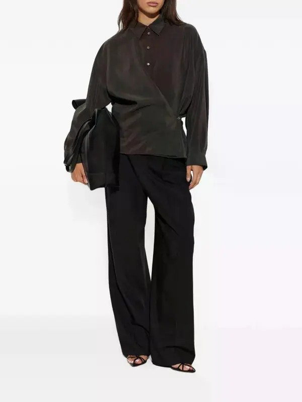 LEMAIRE Wrap-style Long-sleeve Shirt - Brown