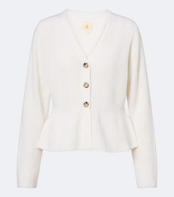 Jardin Des Orangers Peplum Wool And Cashmere Cardigan - White