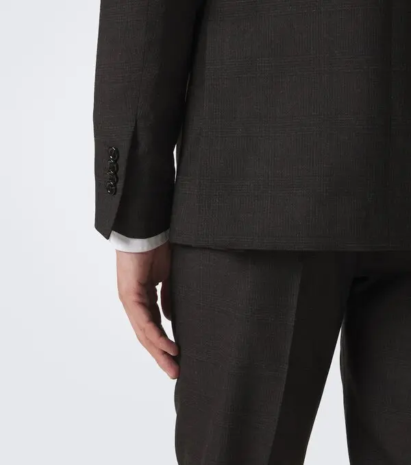 LARDINI Checked Double-breasted Virgin Wool Blazer