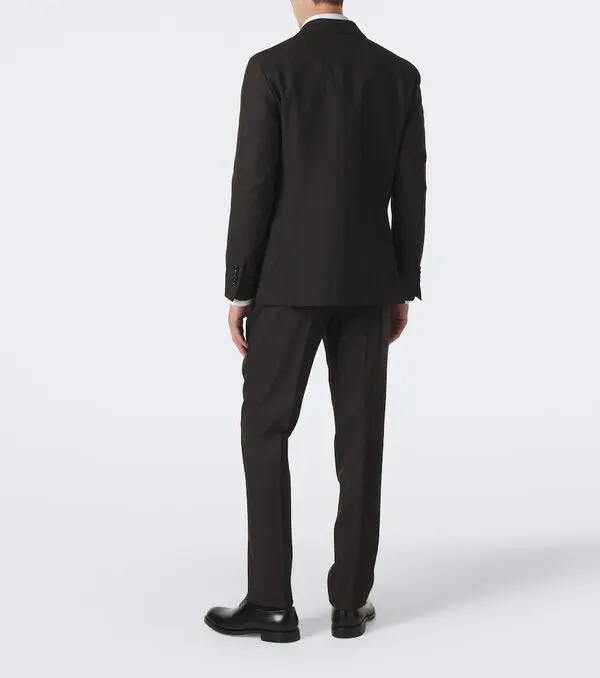 LARDINI Checked Double-breasted Virgin Wool Suit