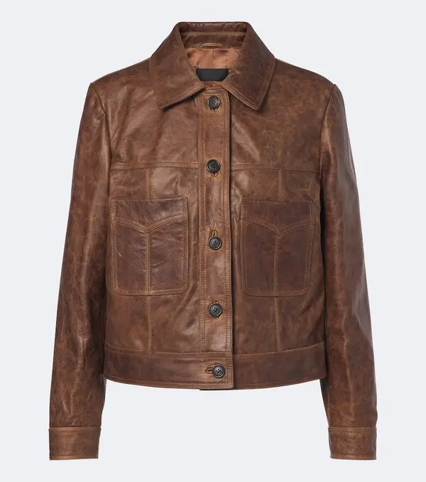 NILI LOTAN Susannah Leather Jacket In Terra - Brown
