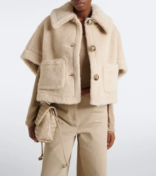 Max Mara Alpaca, Wool, And Silk Teddy Cape