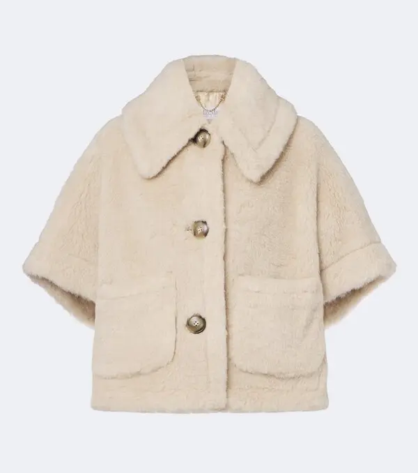 Max Mara Alpaca, Wool, And Silk Teddy Cape - Beige