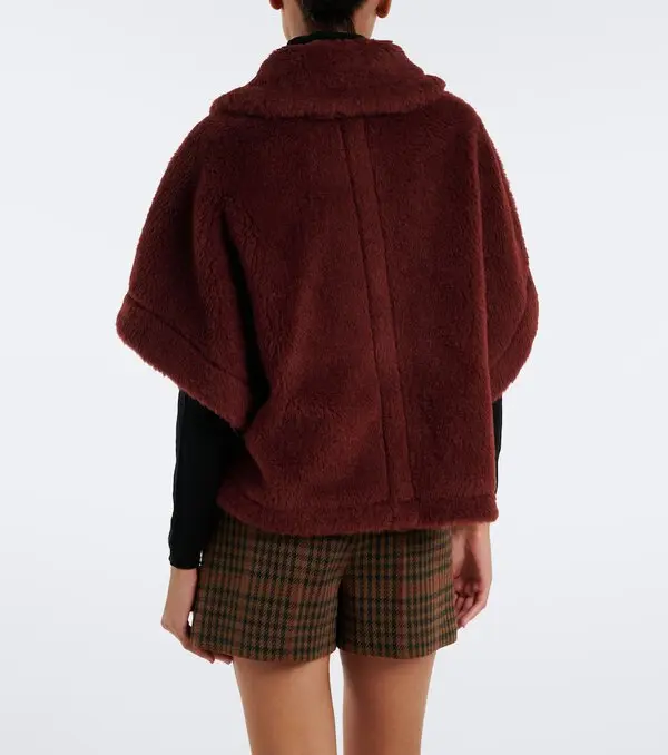 Max Mara Alpaca, Wool, And Silk Teddy Cape - Burgundy