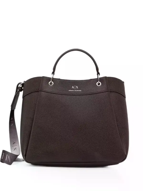 Armani Exchange Large Logo-print Pebbled Tote Bag - Brown