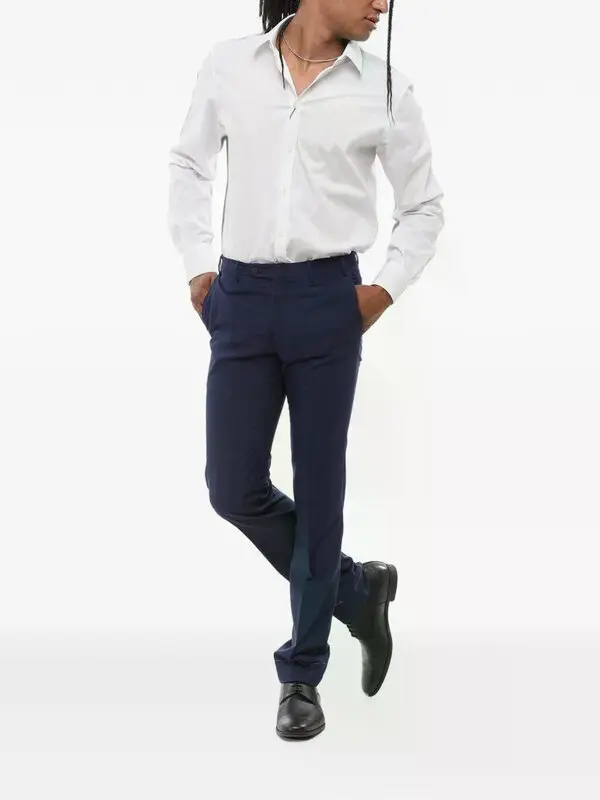 Corneliani Jacquard-woven Wool Trousers - Blue