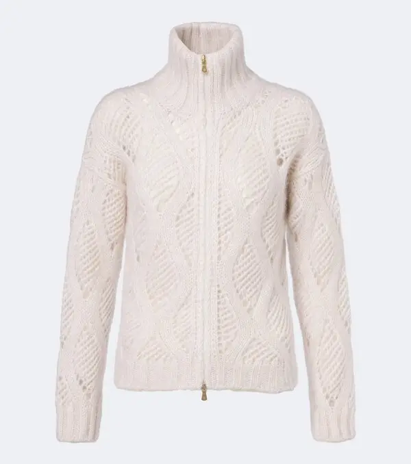 Eleventy Mohair And Silk Zip-up Cardigan - White