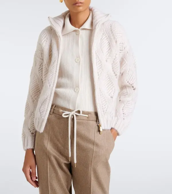 Eleventy Mohair And Silk Zip-up Cardigan