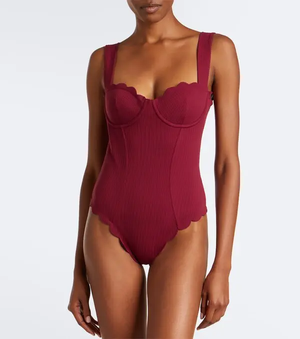 Marysia La Roche Scalloped One Piece Swimsuit - Burgundy