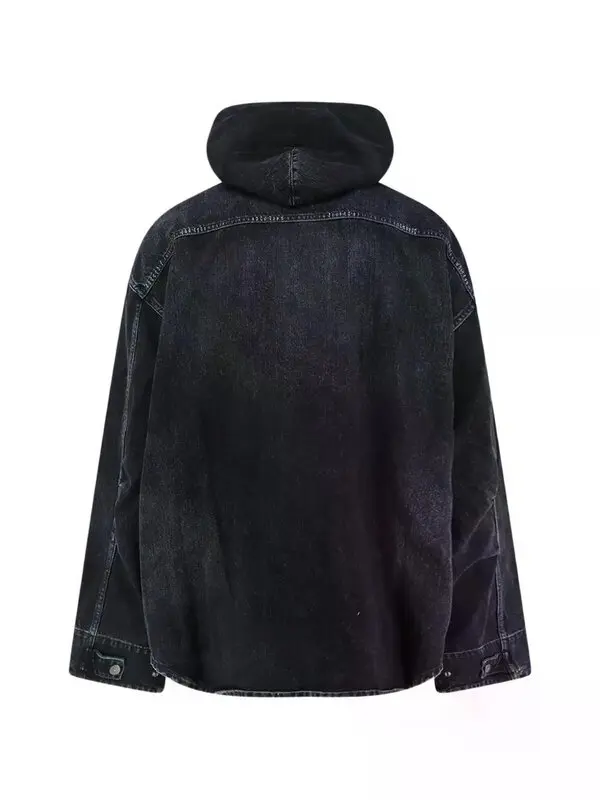 Balenciaga Logo-embroidered Hooded Denim Jacket