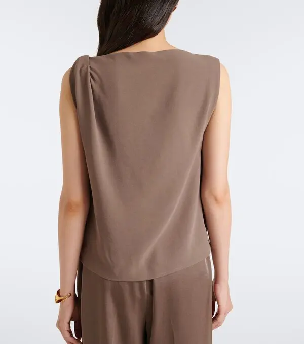 Vince Draped Crêpe Top - Brown